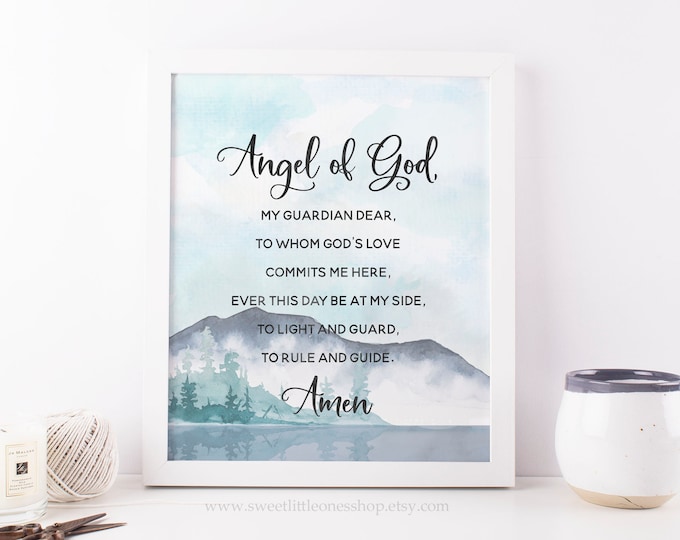 Angel of God Printable Wall Art Angel of God Prayer Print Mountain ...
