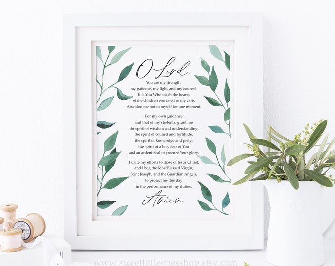 Teacher's Prayer Printable Wall Art Catholic Prayer for Teachers Print ...