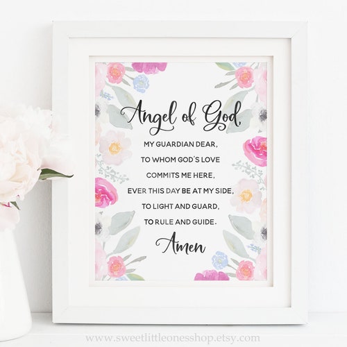 Angel of God Prayer Printable Wall Art Guardian Angel Prayer - Etsy