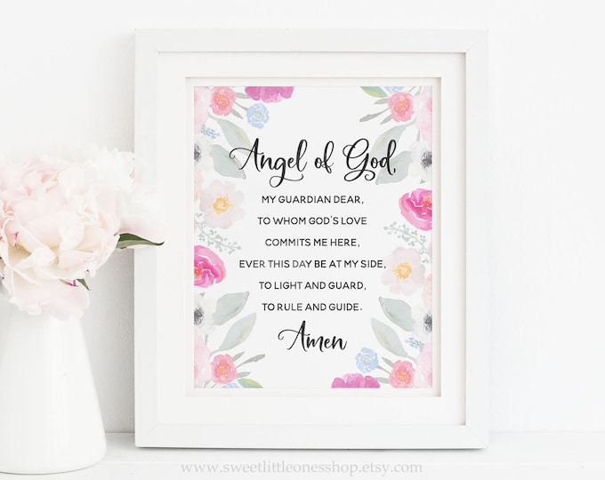 Angel of God Prayer Printable Wall Art Guardian Angel Prayer Print ...