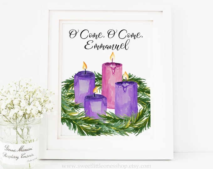 O Come O Come Emmanuel Advent Wreath Printable Wall Art Catholic Advent Print O Come Emmanuel ...
