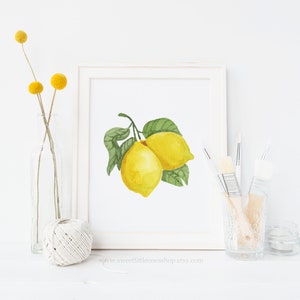Set of 4 Watercolor Lemons Kitchen Printable Art Watercolor Lemon ...