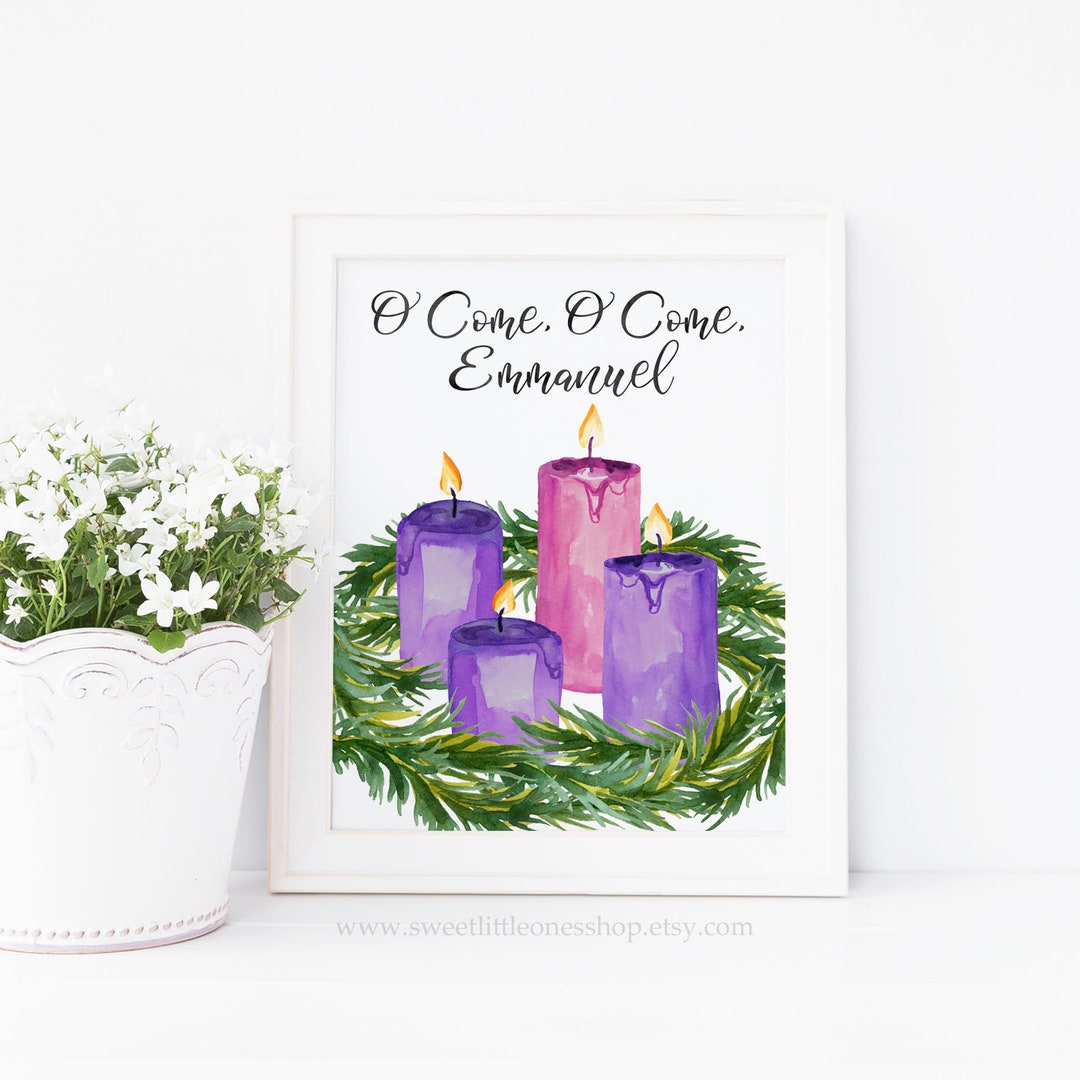 8x10 O Come O Come Emmanuel Advent Wreath Print O Come Emmanuel Print ...