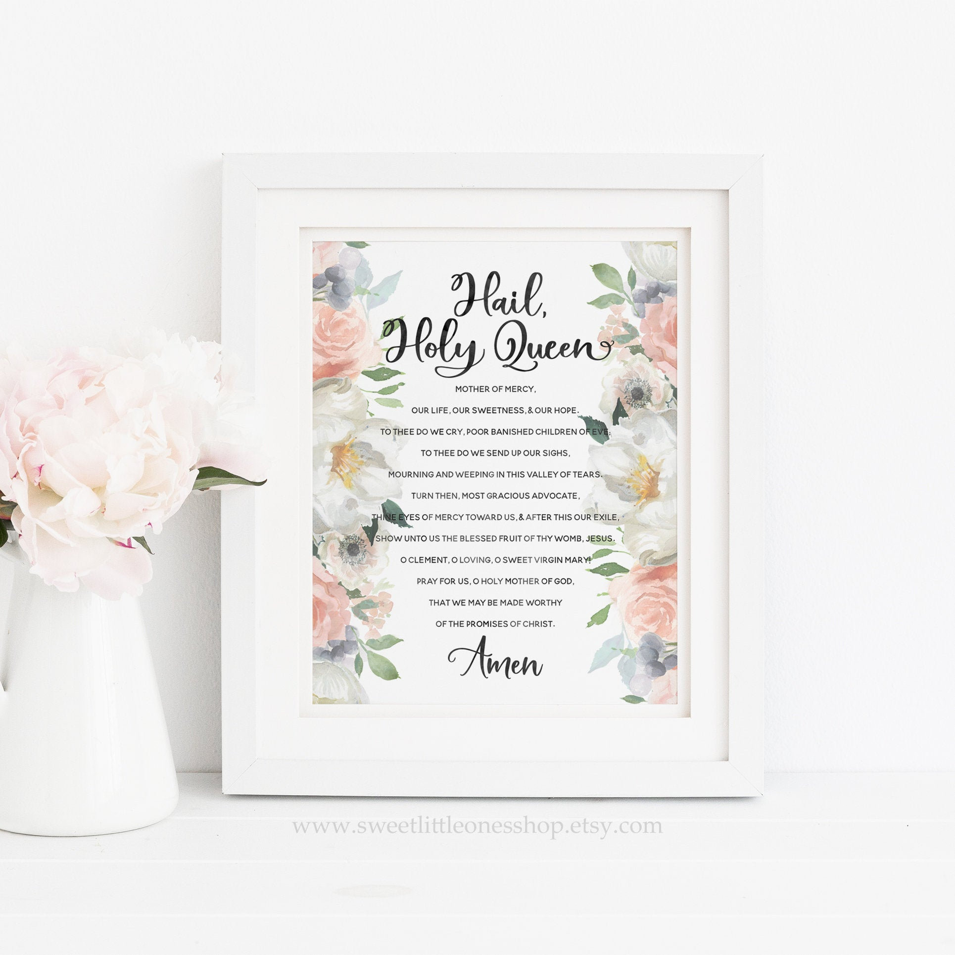 Hail Holy Queen Prayer Printable Wall Art Catholic Prayer Print Hail ...