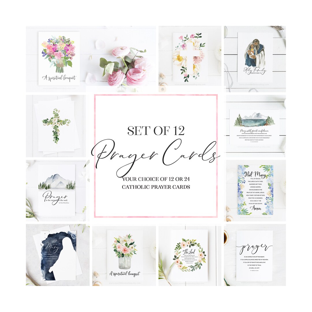 A2 Set of 12 or 24 Catholic Prayer Cards Floral Praying for You Card ...