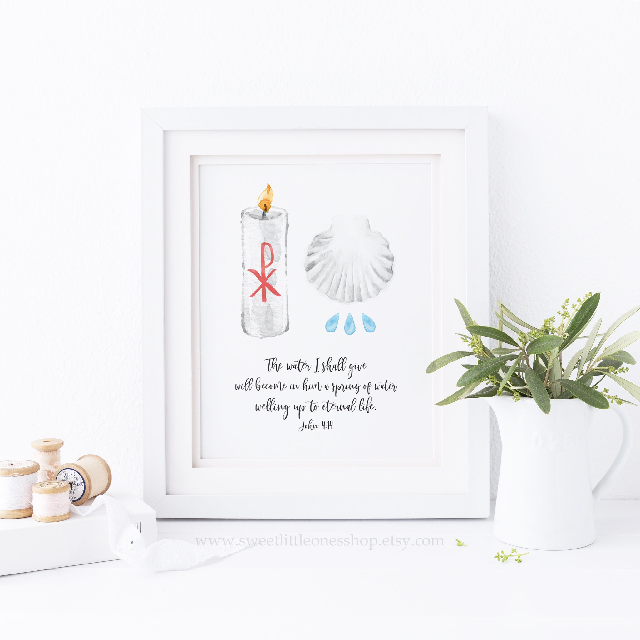 Catholic Baptism Printable Wall Art Paschal Candle Shell Holy - Etsy