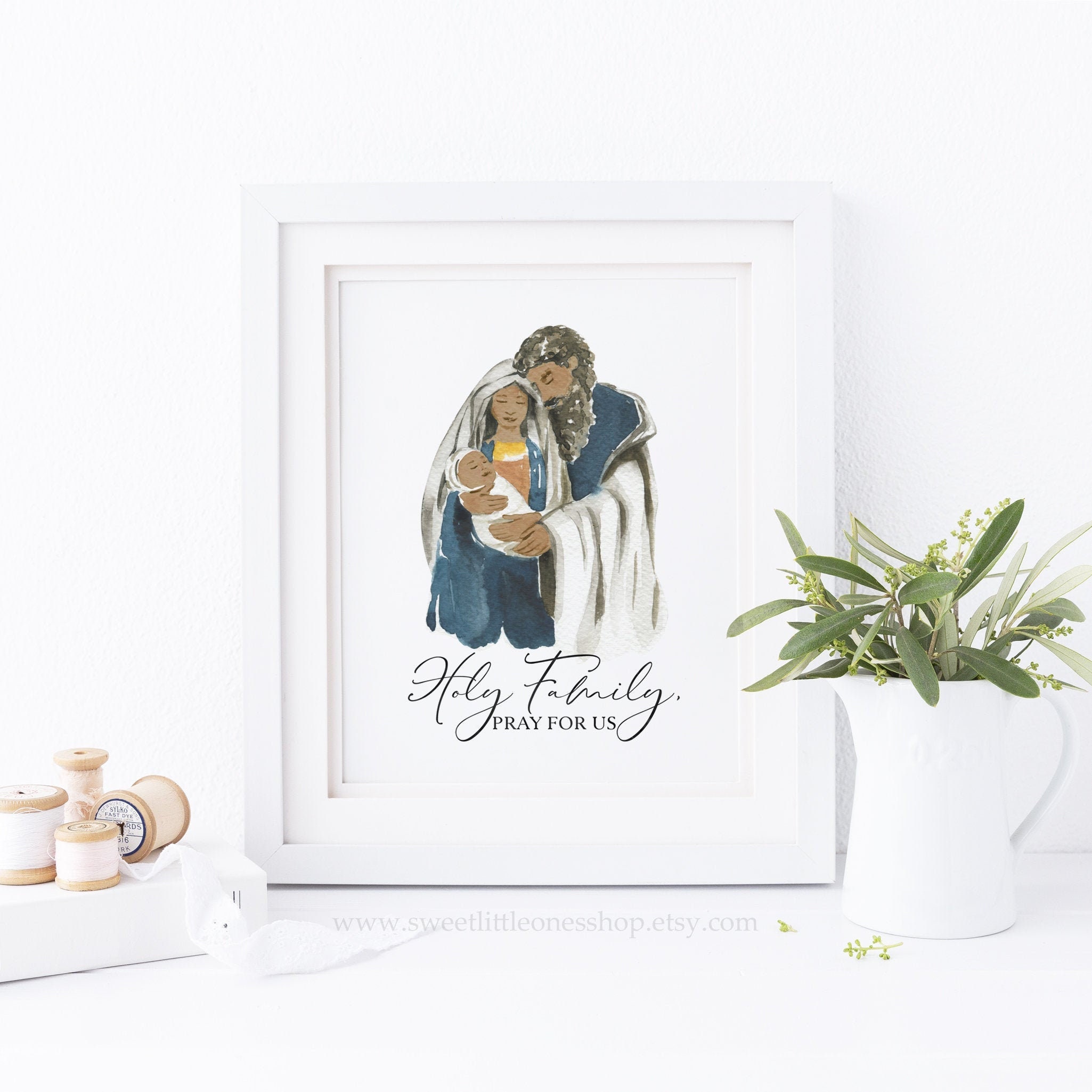 Black Holy Family Printable Wall Art Holy Family Pray for Us | Etsy