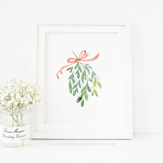 Mistletoe Printable Wall Art Christmas Mistletoe Print - Etsy