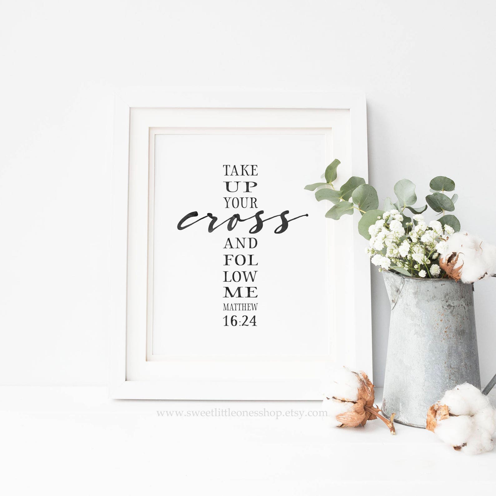 Take up Your Cross and Follow Me Printable Wall Art Matthew | Etsy