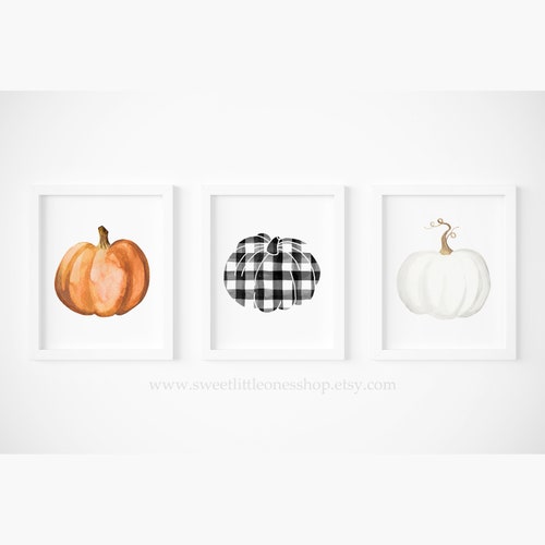 Set of 3 Pumpkins Printables Watercolor Pumpkins Prints Fall | Etsy