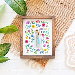 Floral Our Lady of Lourdes Printable Wall Art Our Lady of Lourdes ...