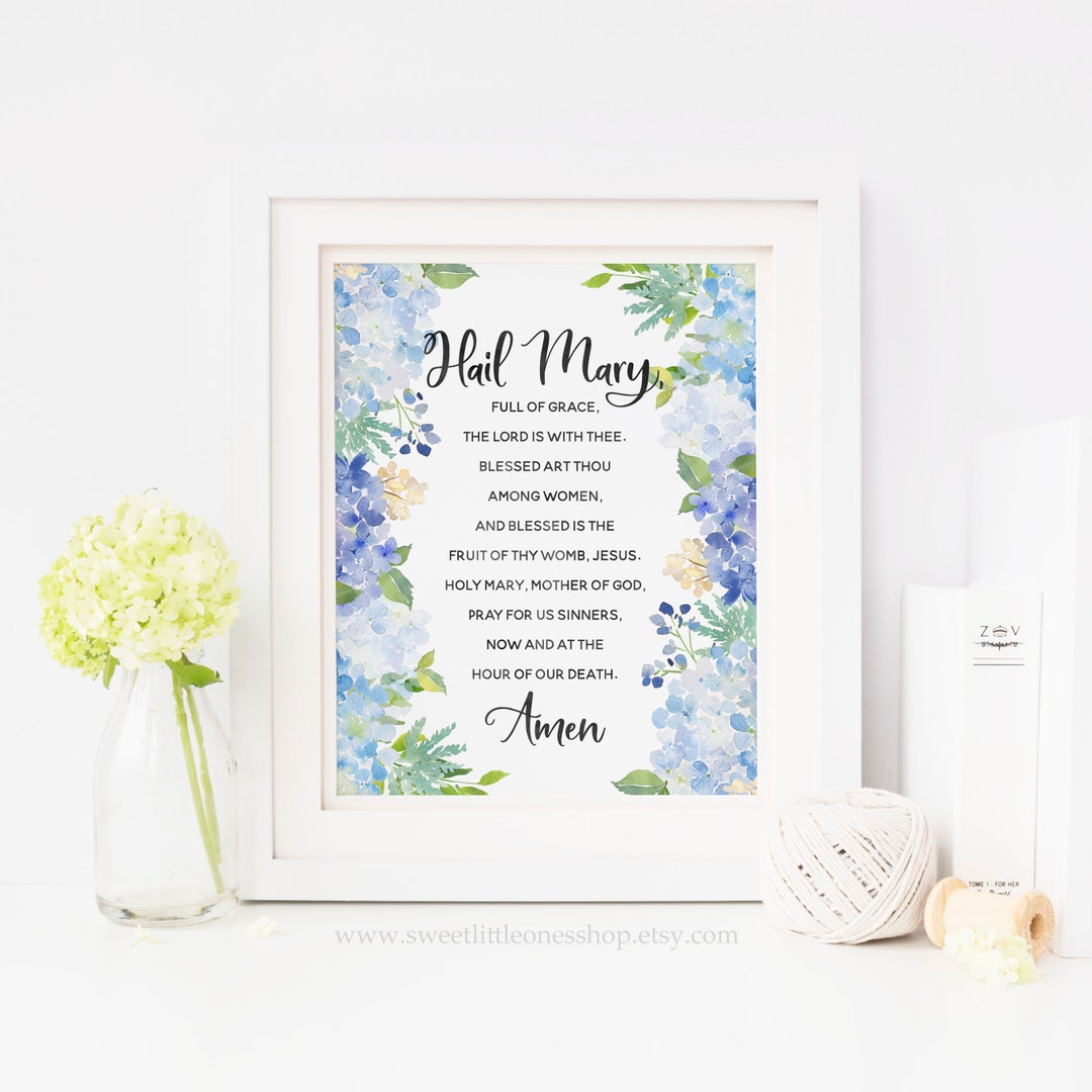 Hail Mary Prayer Printable Wall Art Hail Mary Full of Grace Print ...