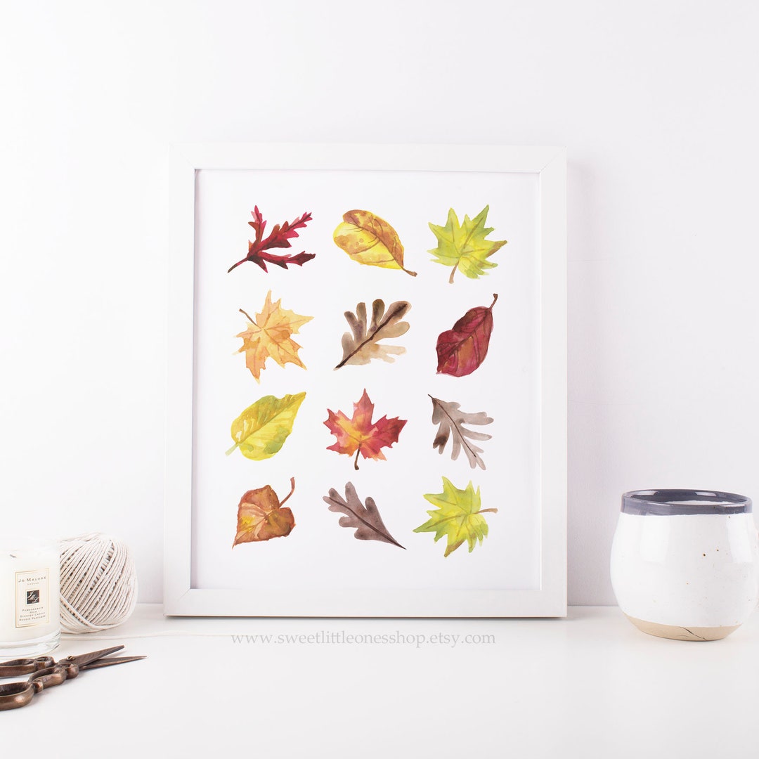 Watercolor Fall Leaves Printable Wall Art Autumn Print Fall Colors ...