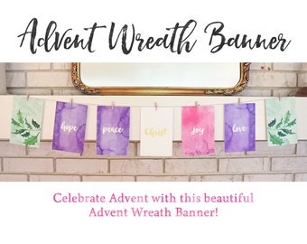 Printable Advent Wreath Banner Advent Decor Catholic Advent Wall Art ...