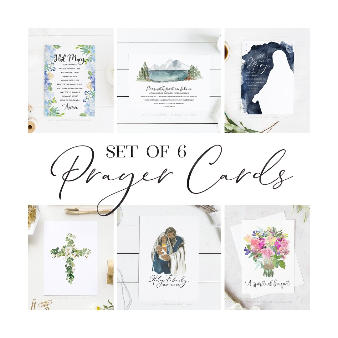 A2 Set of 6 or 12 Catholic Prayer Cards Floral Praying for You Cards ...