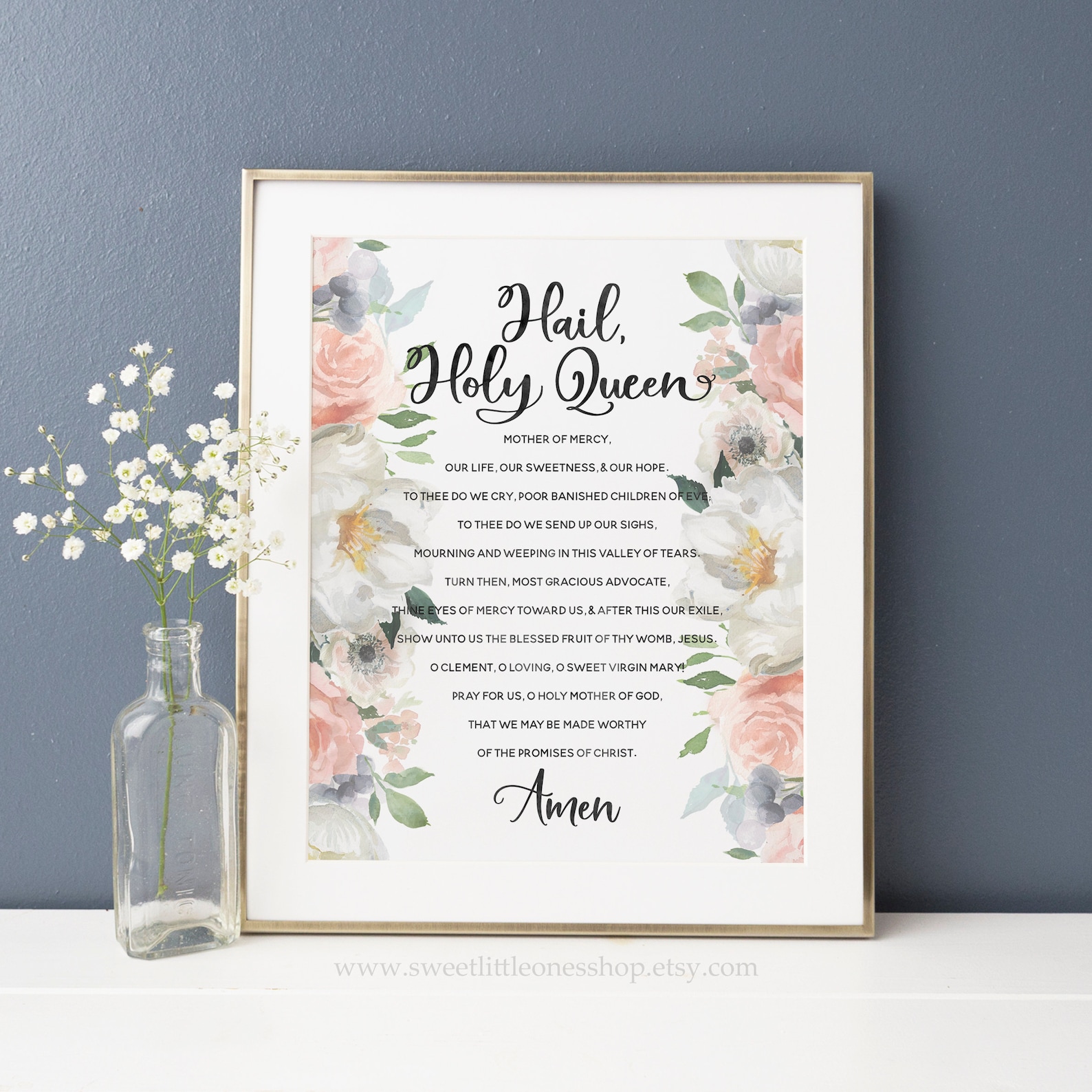 Hail Holy Queen Prayer Printable Wall Art Catholic Prayer | Etsy