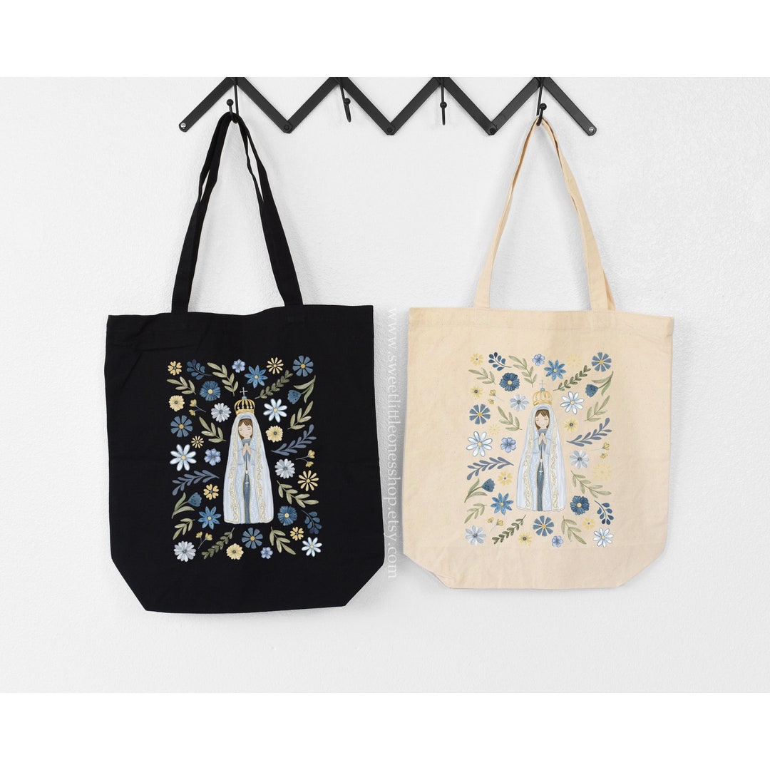 Our Lady of Fatima Tote Bag Floral Our Lady of Fatima Organic Tote Bag ...