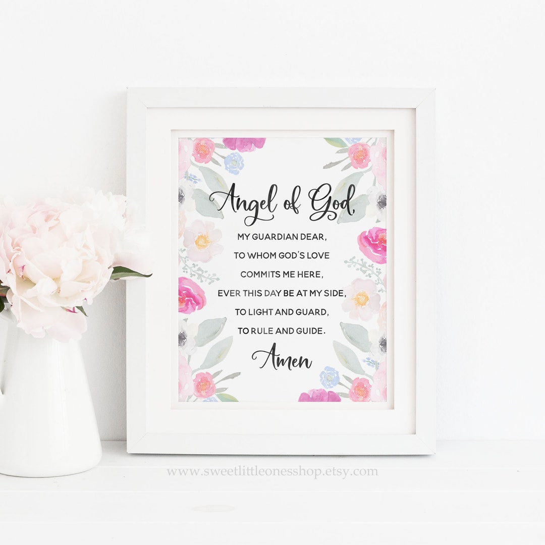 Angel of God Prayer Printable Wall Art Guardian Angel Prayer Print ...