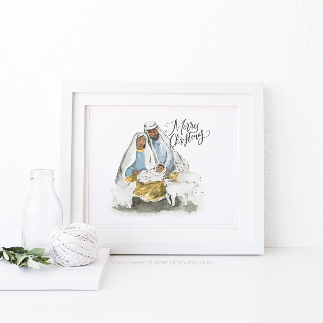 Christmas Nativity Scene Printable Art Merry Christmas Print Christmas ...