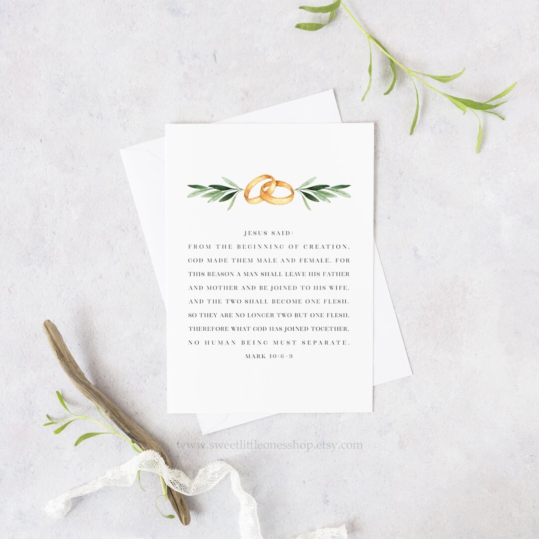 A6 Wedding Card Two Become One Card Catholic Wedding Card Bible Verse ...