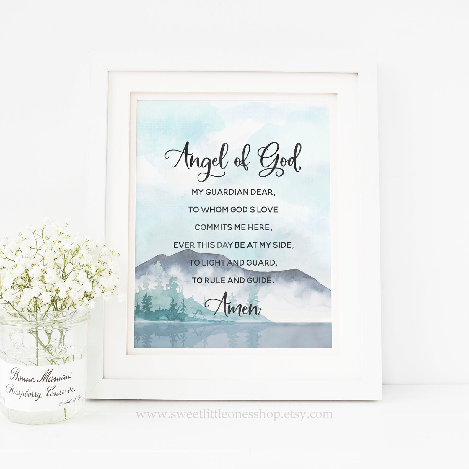 Angel of God Printable Wall Art Angel of God Prayer Print Mountain ...
