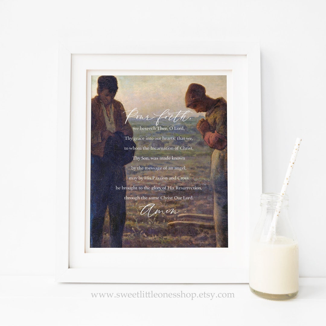 8x10 the Angelus Prayer on Millet Painting Print Wall Art Pour Forth We ...
