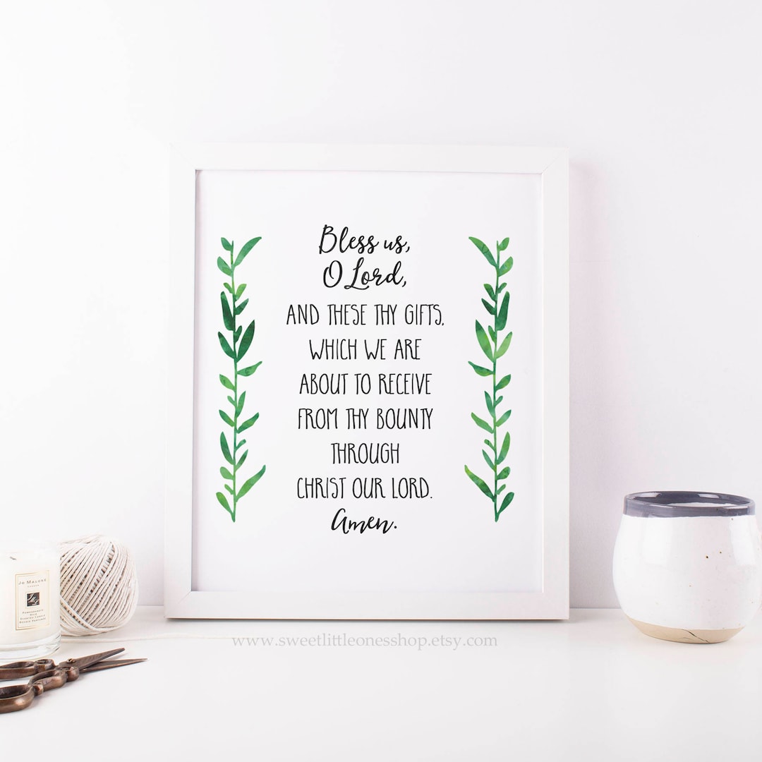 Bless Us O Lord Prayer Printable Wall Art Grace Before Meals Prayer ...