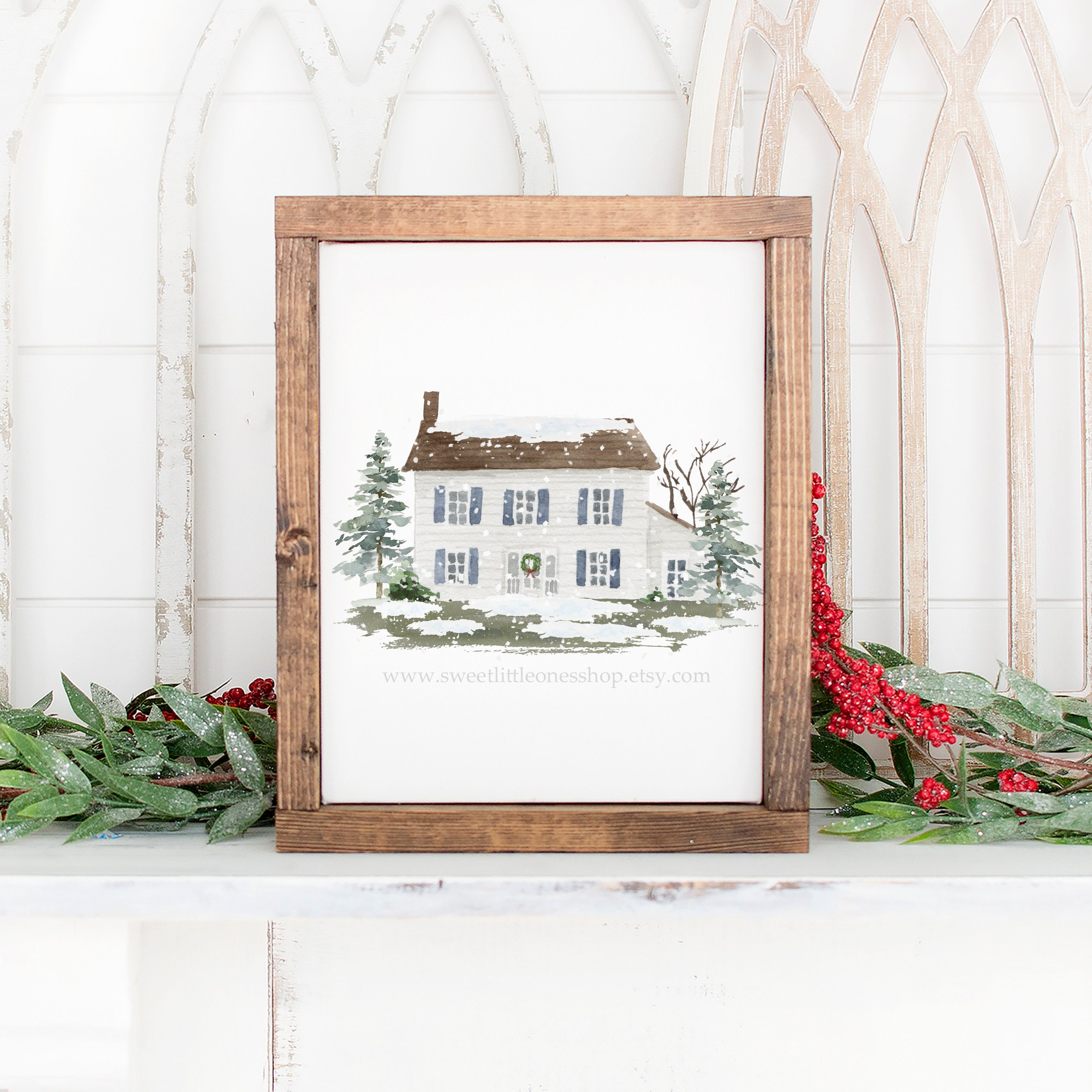House in the Snow Printable Wall Art Christmas Decor Christmas - Etsy