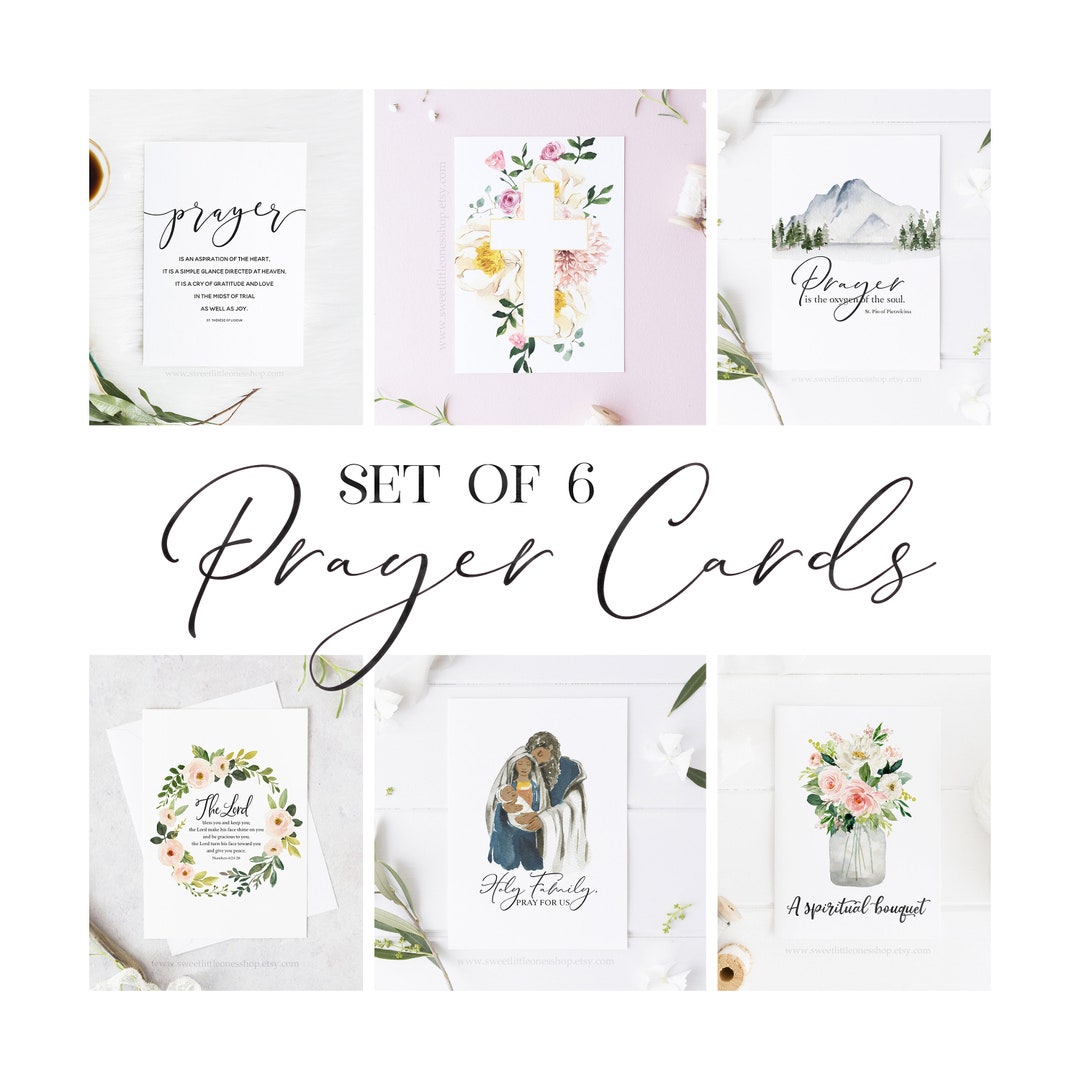 A2 Set of 6 or 12 Catholic Prayer Cards Floral Praying for You Cards ...