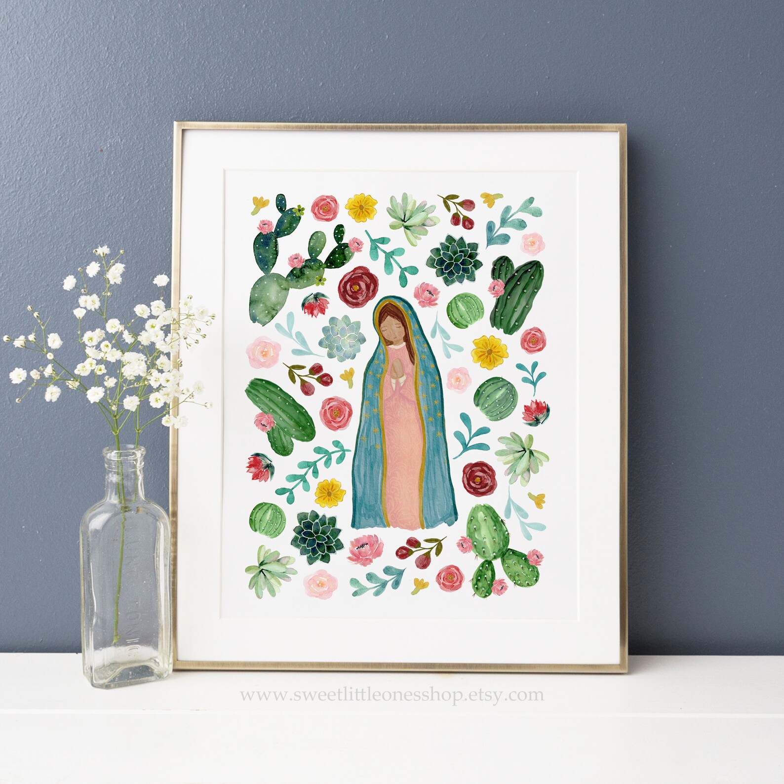 Floral Our Lady of Guadalupe Printable Wall Art Our Lady of Guadalupe ...