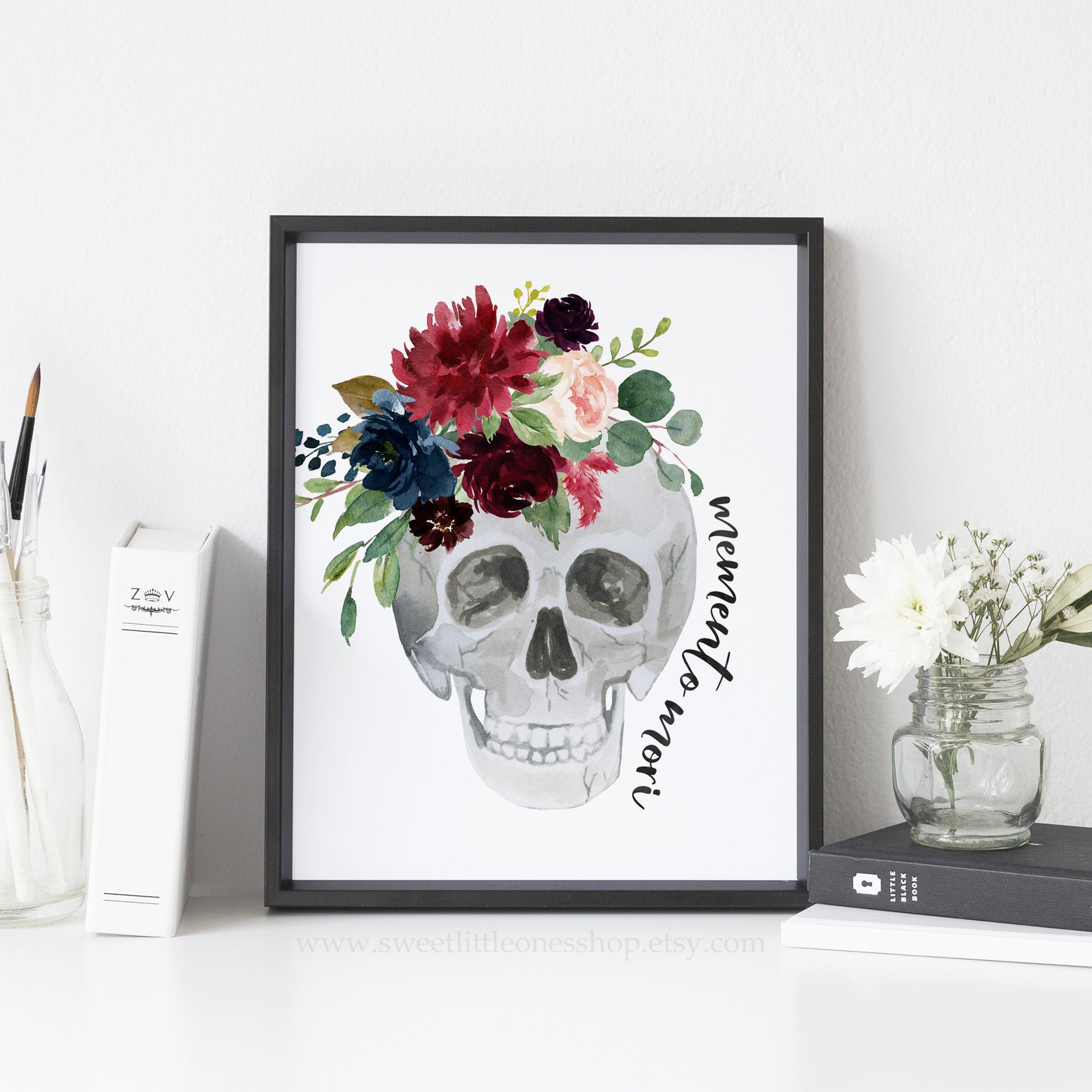 Memento Mori Printable Wall Art Floral Skull Print Catholic - Etsy