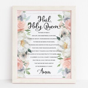 Hail Holy Queen Prayer Printable Wall Art Catholic Prayer Print Hail ...