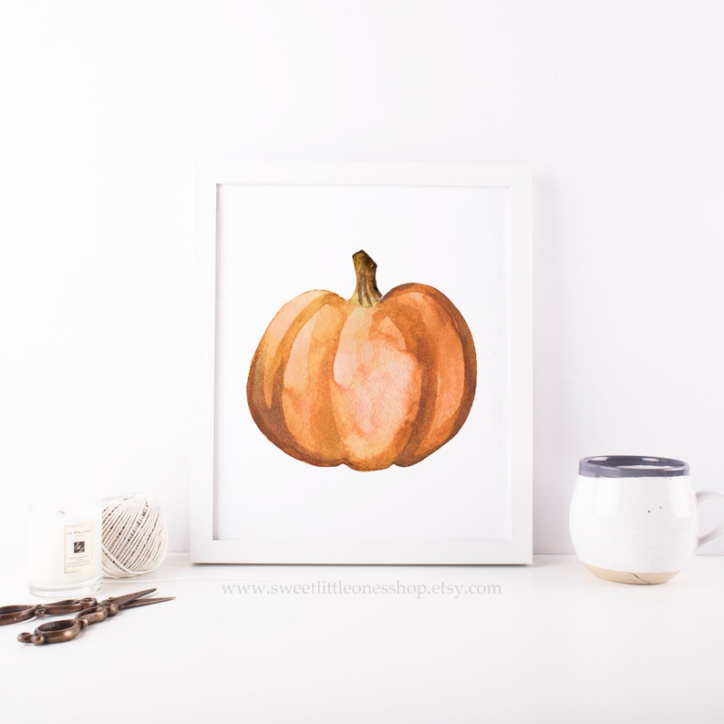 6 Pumpkins Printable Set Watercolor Pumpkins Prints Fall Decor | Etsy