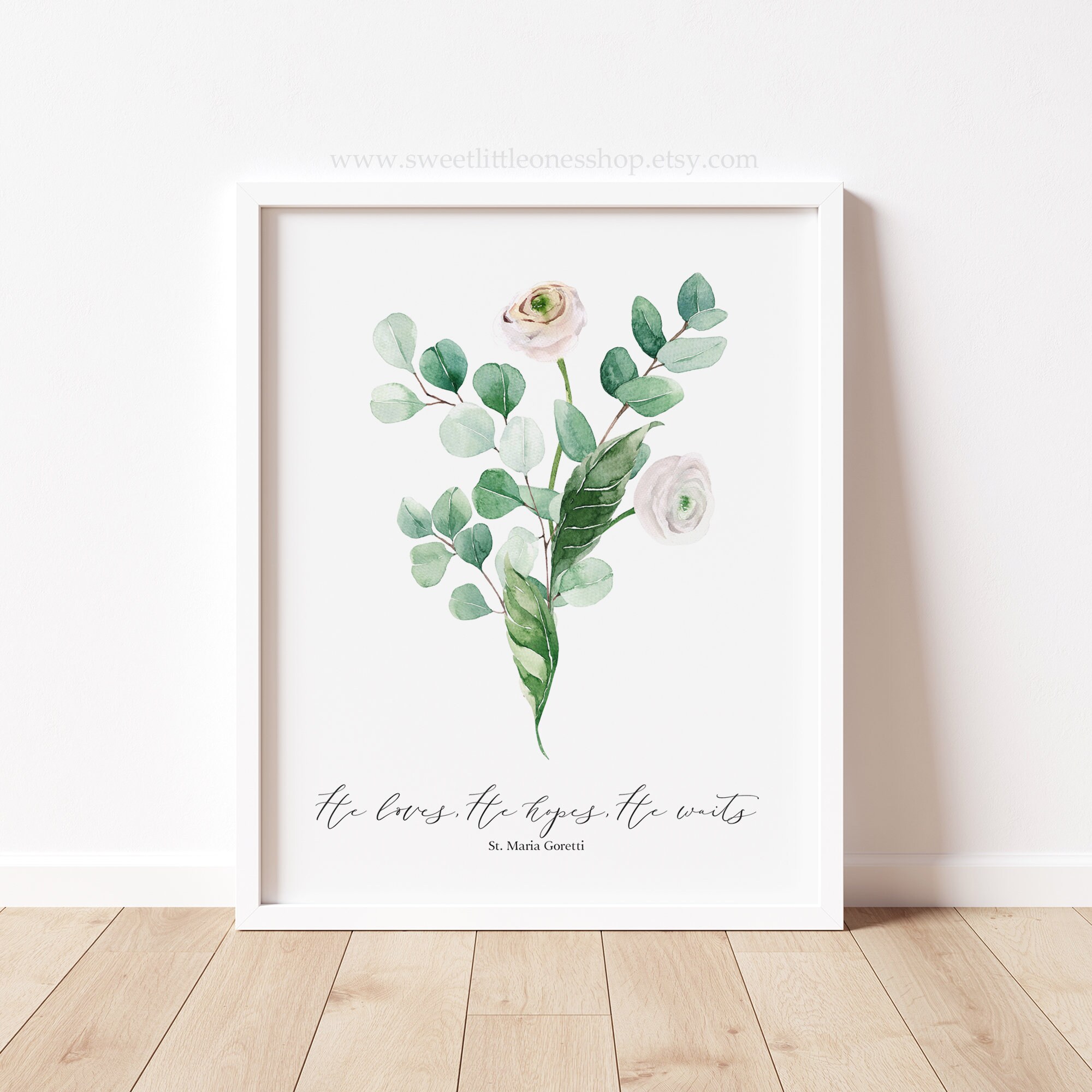 St Maria Goretti Quote Printable Wall Art He Loves Hopes Waits - Etsy