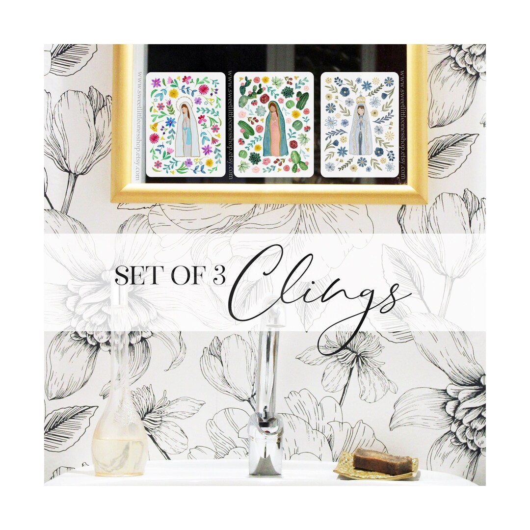 Set of 3 Fatima Guadalupe Lourdes Static Clings Catholic Window Cling ...