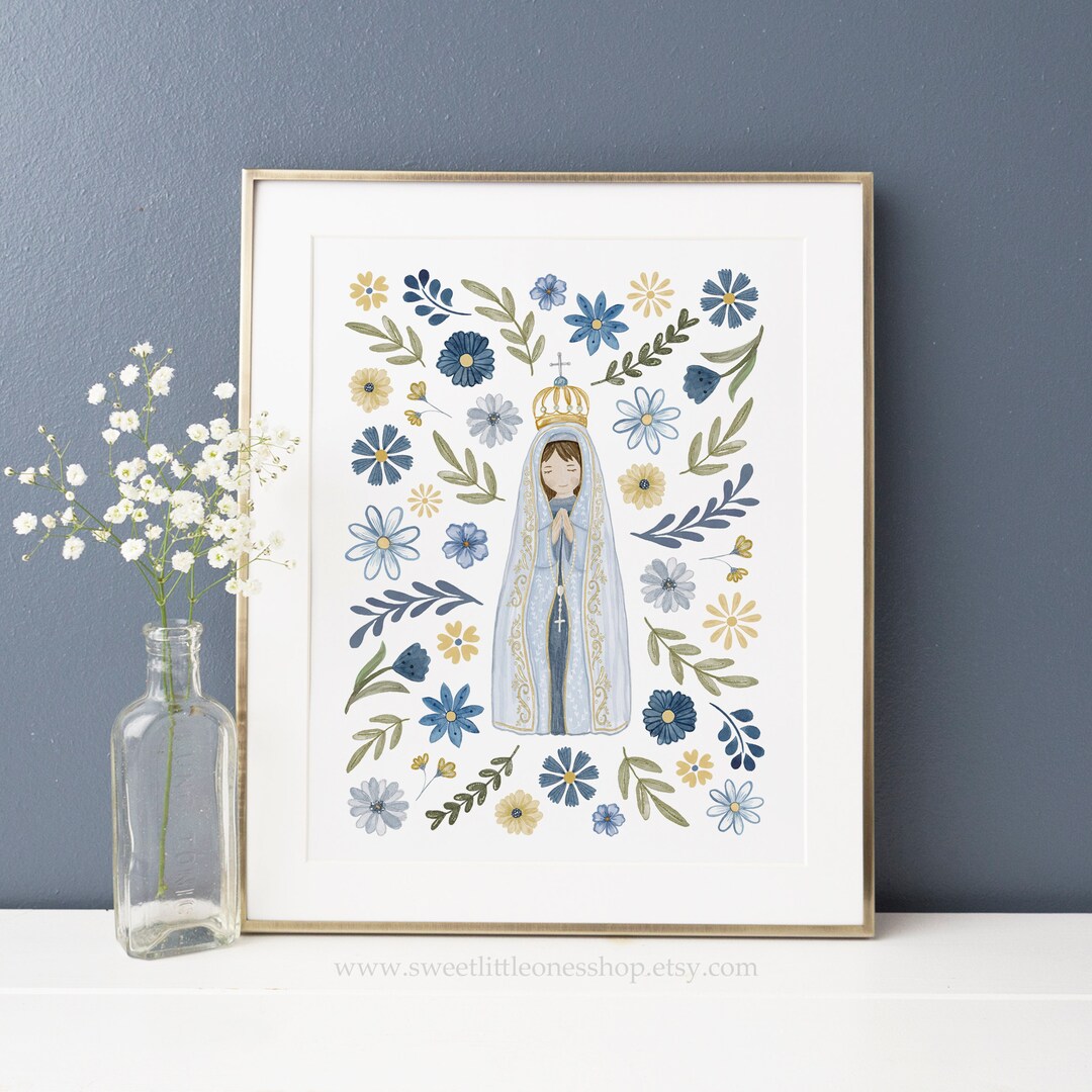 Floral Our Lady of Fatima Printable Wall Art Our Lady of Fatima ...