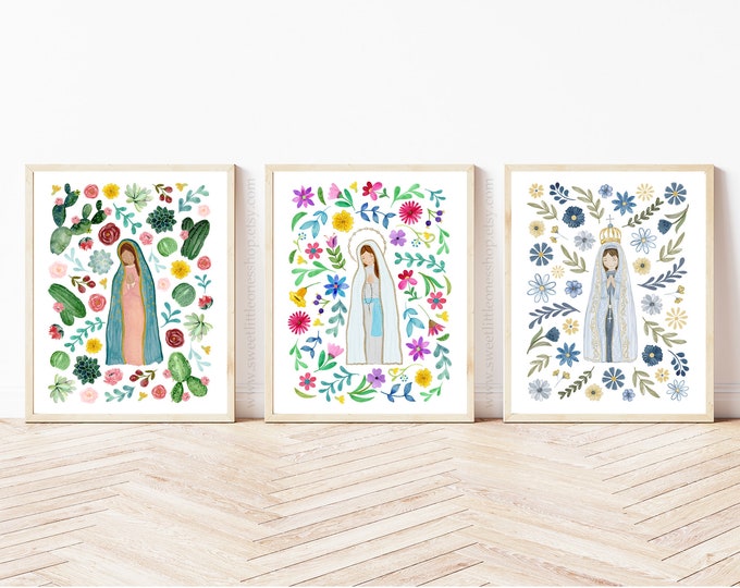 Set of 3 Lourdes Fatima Guadalupe Printables Our Lady Printable Set ...