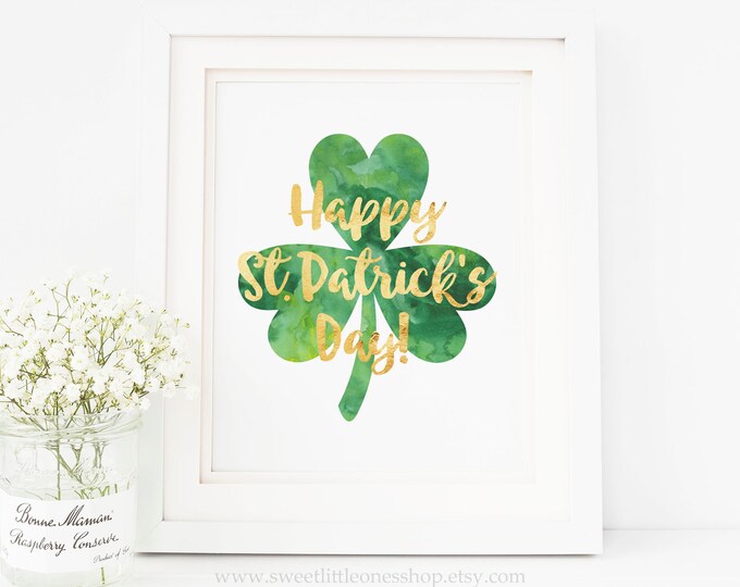 Happy St Patrick's Day Printable Wall Art St Patrick's Day Decor ...