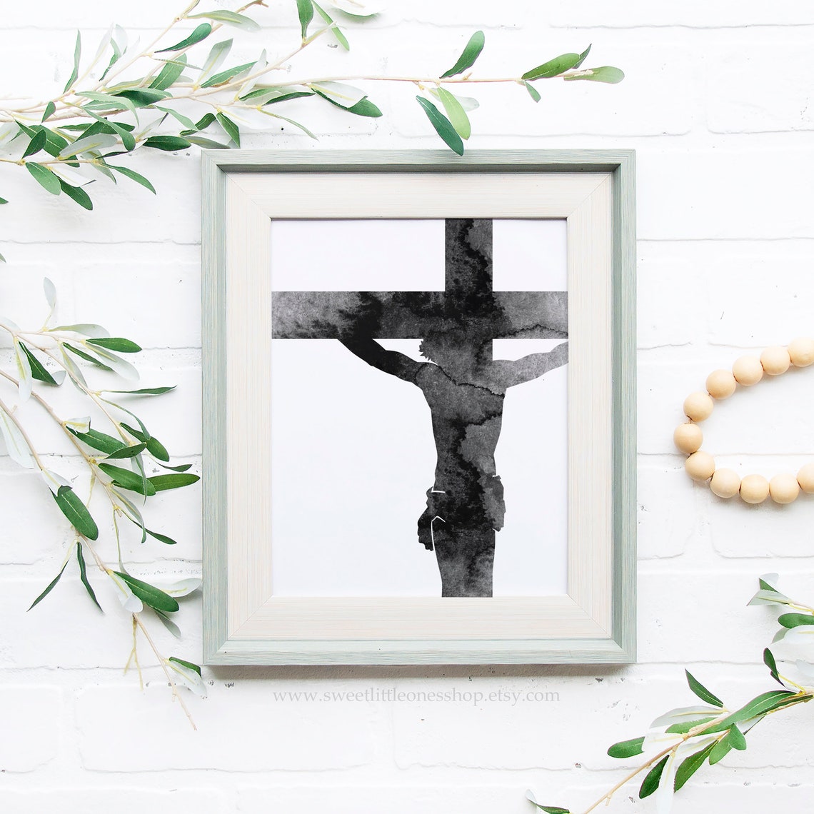 Black Watercolor Crucifix Printable Wall Art Catholic Home - Etsy