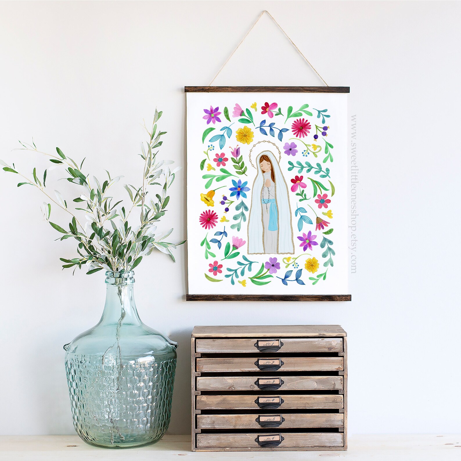 Floral Our Lady of Lourdes Printable Wall Art Our Lady of | Etsy