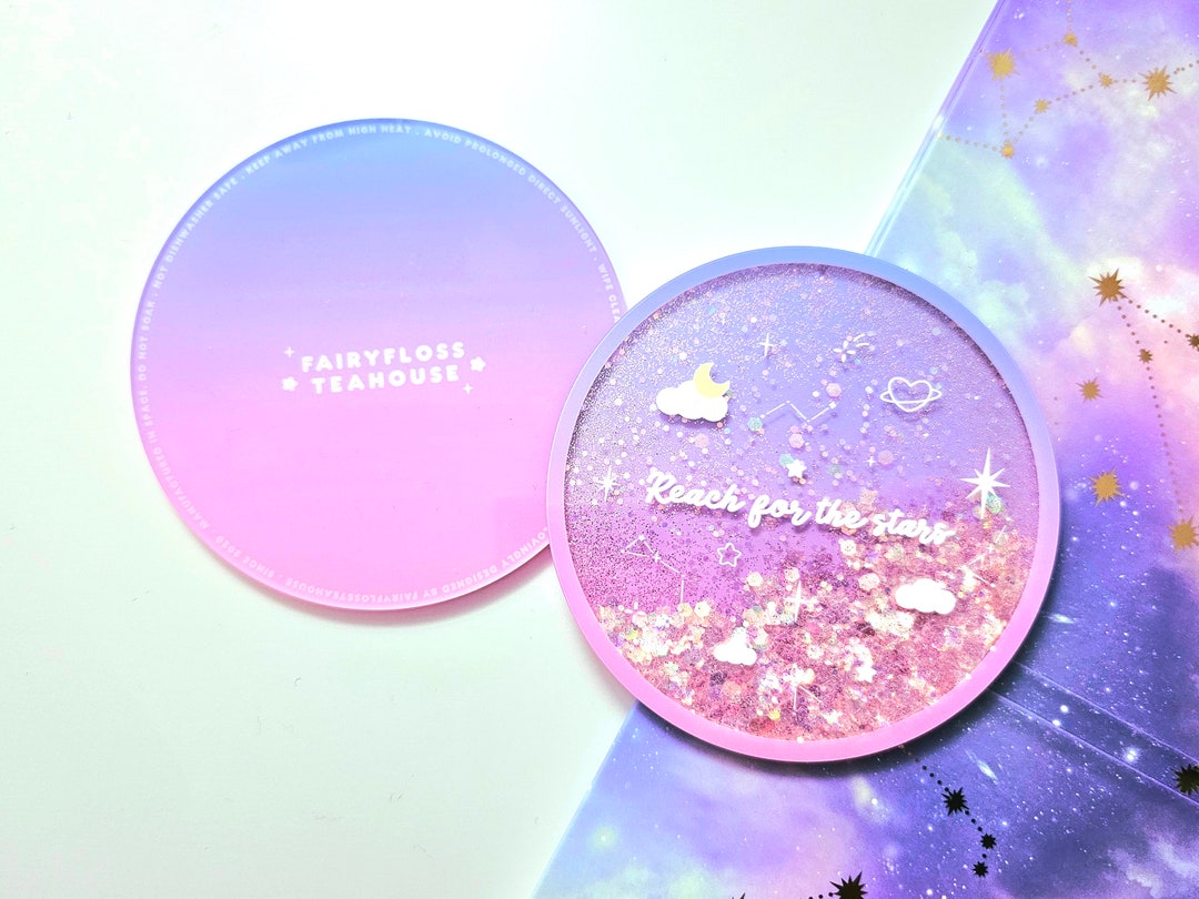 Acrylic Glittery Shaker Coaster | Acrylic Dreamy Gradient Celestial ...