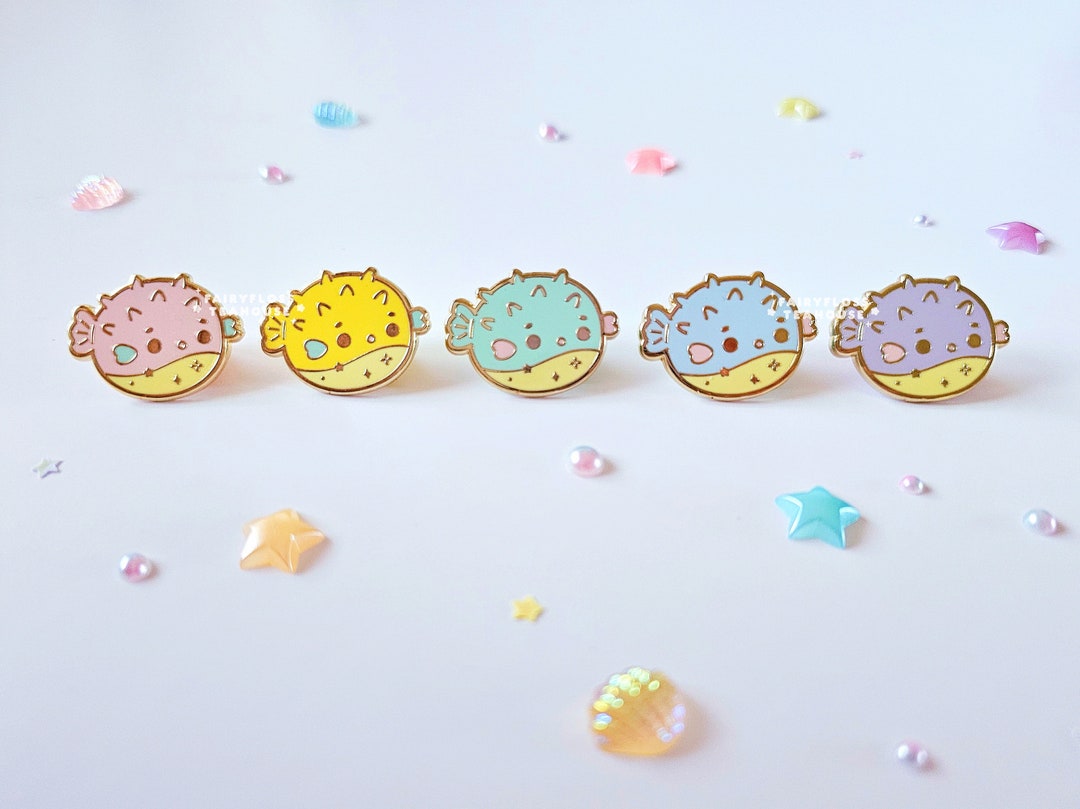 Pufferfish Oceanic Dreams Mini Enamel Pin | Cute Rainbow Pastel Puffers ...
