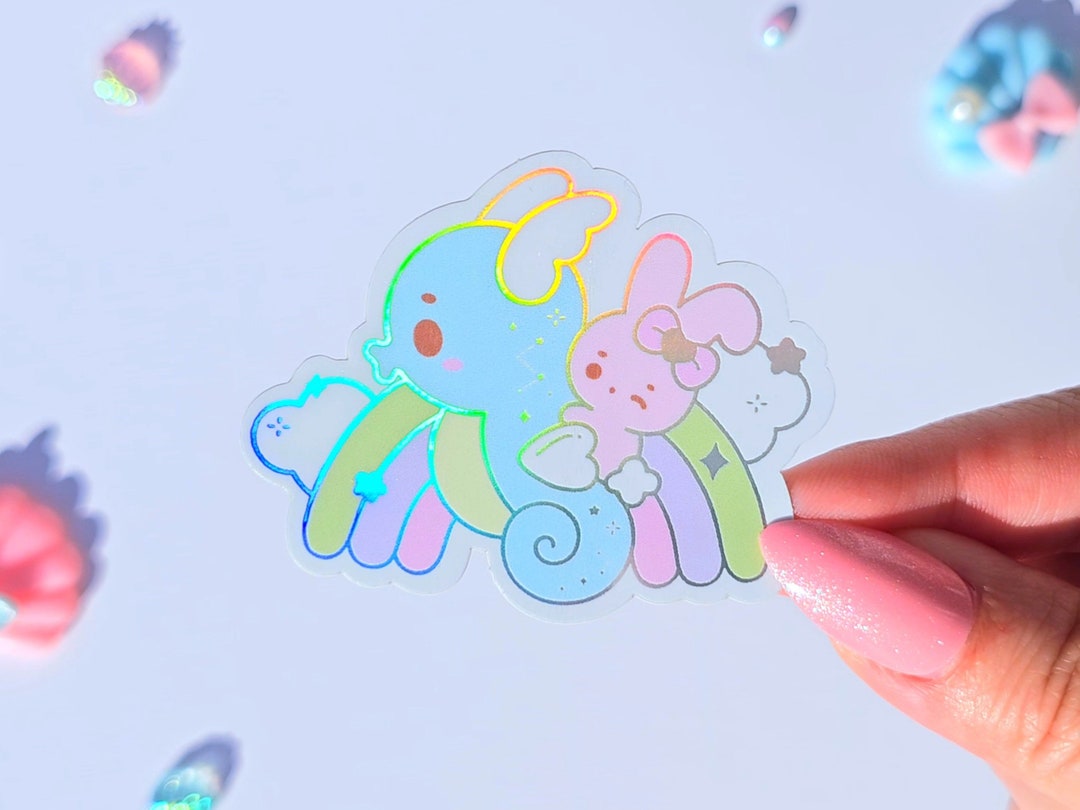 Momo & Ocean Friends Holographic Rainbow Iridescent Silver Die Cut ...