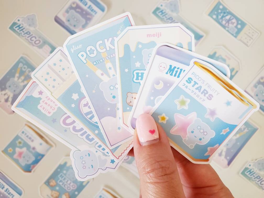 Blue Snacks Die-cut Stickers Kawaii Stickers Cute Bear - Etsy UK