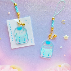 Pastel Omamori Acrylic Charms With Mini Bell | Pink Love Omamori ...