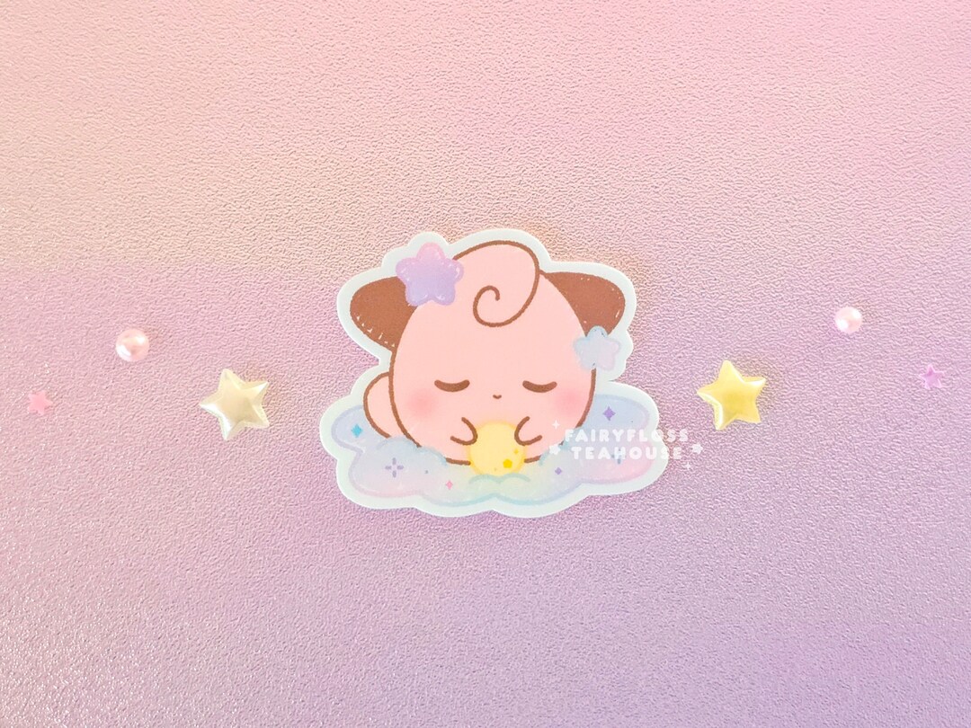 Celestial Dreamy Sleepy Cleffa on Cloud Sticker | Sleepy Poke Bebes ...