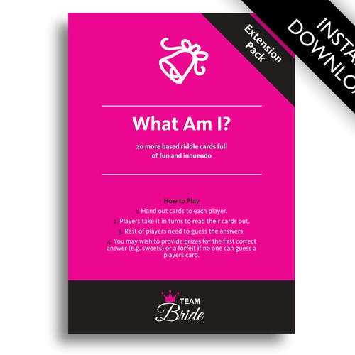 Bachelorette What Am I Innuendo Riddle Game Download Bridal - Etsy