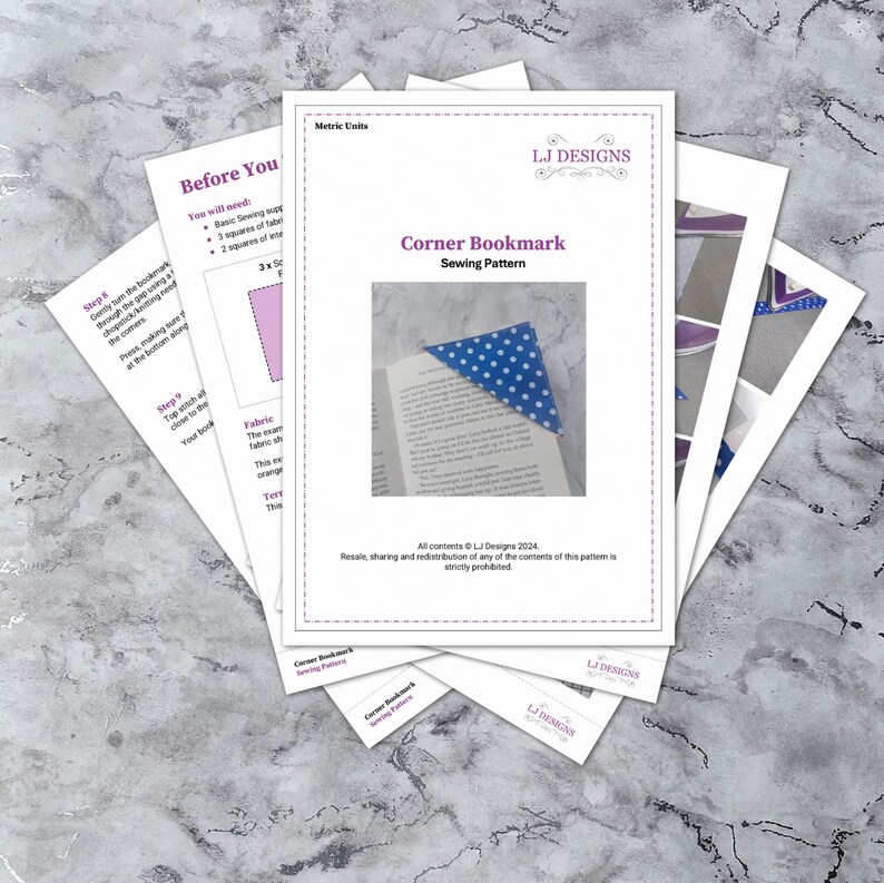 Corner Bookmark Sewing Pattern. Instant Download PDF Pattern. Beginner ...