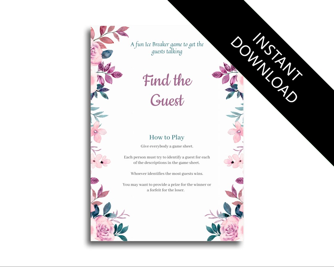 Find the Guest Spring Roses Watercolor Themed Excellent Ice Breaker Hen ...