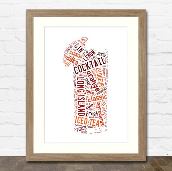 Long Island Iced Tea Word Storm Downloadable Wall Art Print | Etsy
